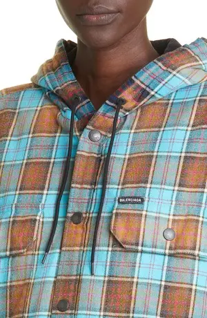 Balenciaga Gender Inclusive Oversize Bleach Check Cotton Flannel